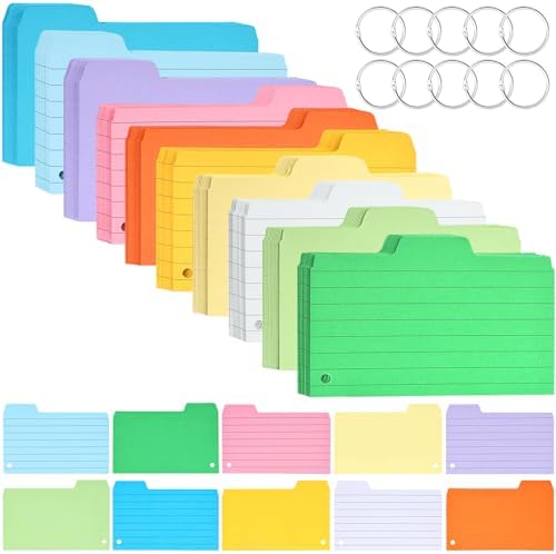 Amazon.com : Koogel 560 Sheets Tabbed Index Cards, Blank and Lined ...