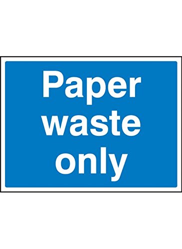Caledonia Signs 16602K “Paper waste only” Sign, Rigid Plastic, 400 mm x ...