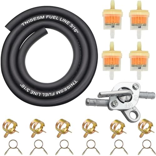 Amazon.com: Tnisesm Gas Fuel Line Hose with Fuel Filters Inline Shut ...