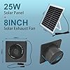 Amazon.com : Solar Fan,25W Solar Panel+8" High Speed Solar Powered Fan ...