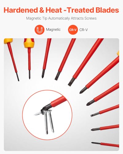 VEVOR Insulated Screwdriver Set, 11-Piece Professional Electrical ...