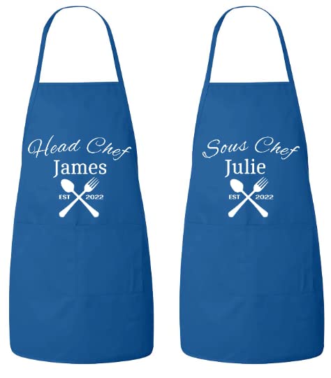 Amazon.com: Matching Couples Aprons Set, Chef & Sous Chef Aprons ...