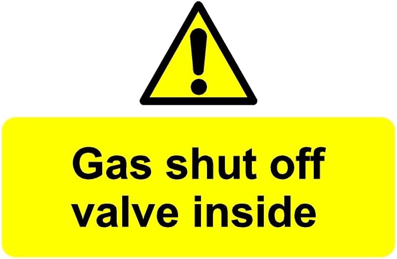 Gas shut off valve inside safety sign - Self adhesive sticker (200mm x ...