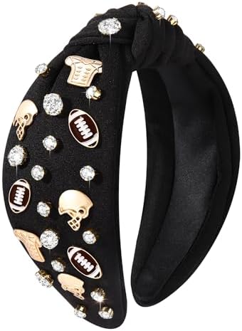 Amazon.com : GLBCC Football Knotted Headband for Women Sports White ...