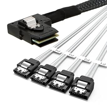 Amazon.com: MITATTOK Mini SAS Cable, SFF-8087 to 4*SATA Left Angle to ...