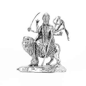 Buy Artarium Brass Durga Idol Silver Finish Shri Vaishno Devi Sherawali ...