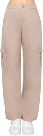 SALT TREE Wax Jeans Women's High Waisted Wide Leg Twill Cargo Pants ...
