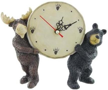 Amazon.com: Bear & Moose Clock, Hand Painted, Collectible Sculpture ...