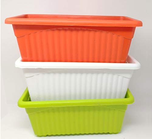 PlantaZee Rectangular Plastic Pots for Plants, Multicolor 14 INCH ...