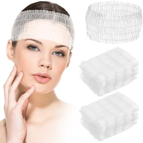 Amazon.com : 100Pcs Disposable Spa Facial Headbands, Stretch Non Woven ...