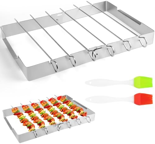 KARBAG Barbecue Skewers and Rack Set, BBQ Kebab Rack Stainless Steel ...