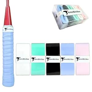 Tennstrike Badminton Rubber Overgrip Box | Pack of 5 | Sweat-Absorbent ...