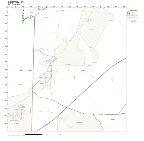 Amazon.com : ZIP Code Wall Map of Gallaway, TN ZIP Code Map Laminated ...