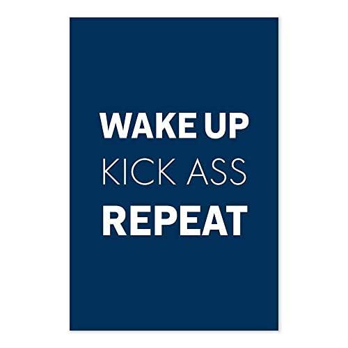 Amazon.com: Wake Up Kick Ass Repeat - Motivational Quote Poster : Home ...
