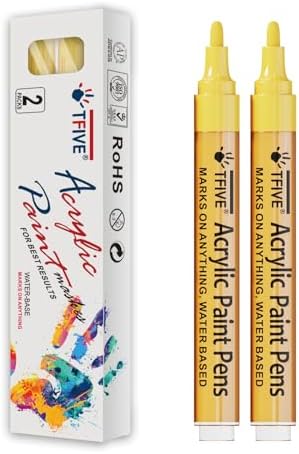 Amazon.com: TFIVE Yellow Paint Marker Pens - 2 Pack Acrylic Permanent ...
