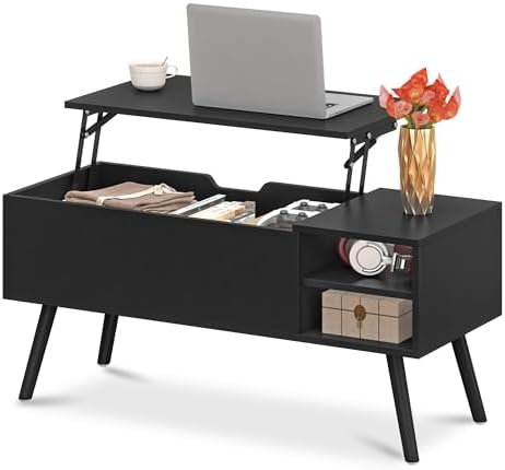 Amazon.com: ALINE FURNITURE Black Lift Top Coffee Table with Hidden ...
