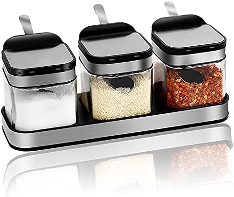 Amazon.com | W WBLD Glass Condiment Jar Spice Container with Lids and ...