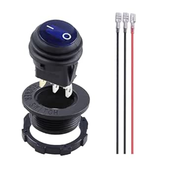Runseaway 12V Waterproof Round Rocker Switch with Shell, Blue LED ...