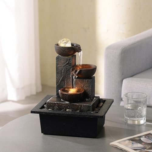 Amazon.com: Tolevoit Three Bowls with Rotating Ball Flowing Tabletop ...