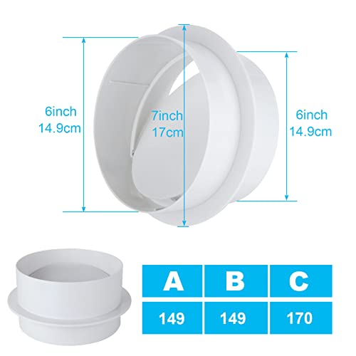 ZOFUN 2 PCS 150mm Backraft Shutters, 6 Inch Ducting Connector with ...