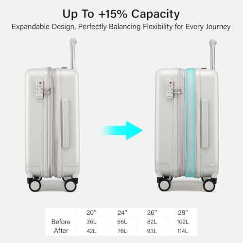 Hanke Expandable Luggage Sets 3 Piece with Spinner Wheels, 20 /24 /28 ...