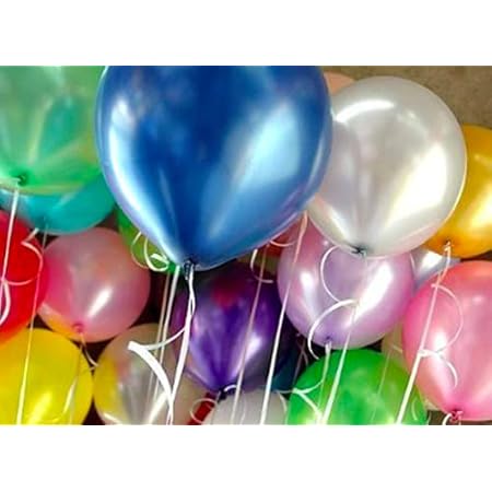 AMFIN® 10 Inch (Pack Of 50) Multi Metallic Balloons with Matching ...