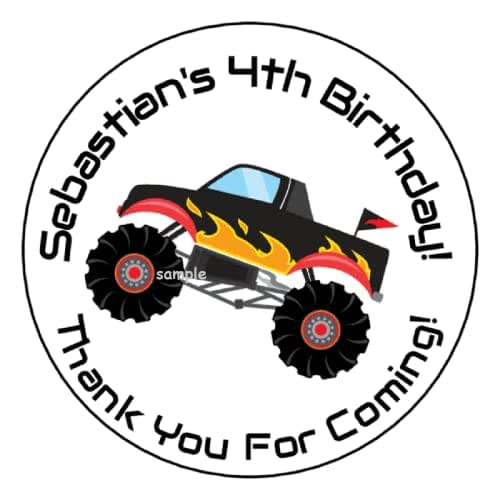 Amazon.com: 12 Pcs Personalized Monster Truck Kids Birthday Party ...