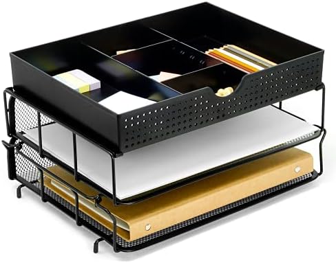 Amazon.com: Performore 2 Pack of 11x17 Gold Stackable Wire Desk Trays ...