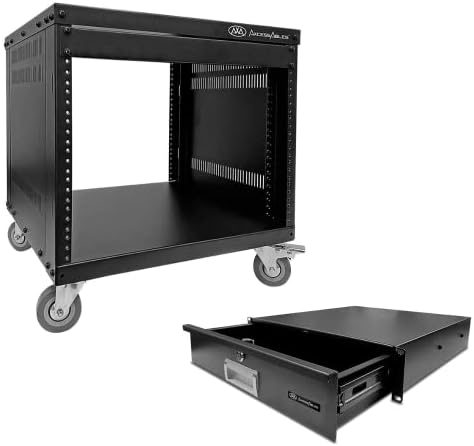Amazon.com: AxcessAbles 8U AV Rack Stand with 2U Locking Rack Drawer ...