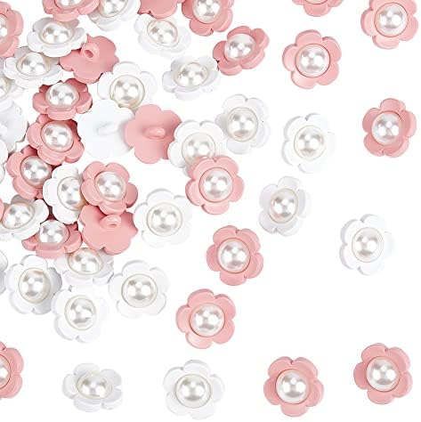 Mabor 30 Sets Pearl Rhinestone Button Pins, No Sew Buttons, Cover up ...