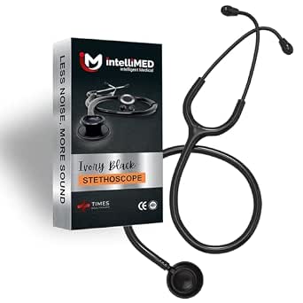 intelliMED Ivory Black Stethoscope with Matte Black Finish for doctors ...