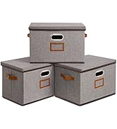 OUTBROS Storage Baskets with Lids, Collapsible Bins for Shelves, Fabric ...