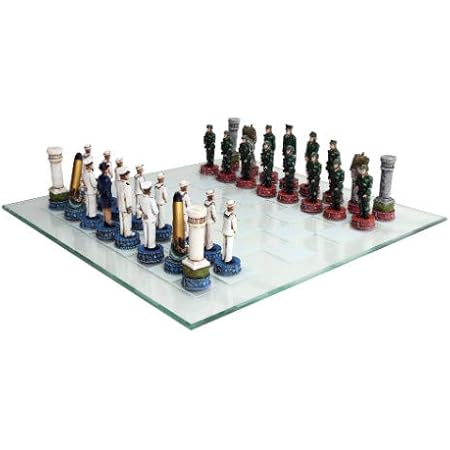 Amazon.com: US Army vs Navy Military Chess Set Hand Painted with Glass ...