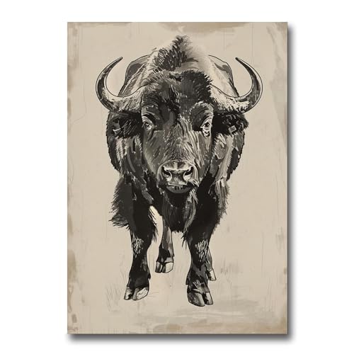 Amazon.com: Poster Print Animal Clipart Simple Black Solid Buffalo ...