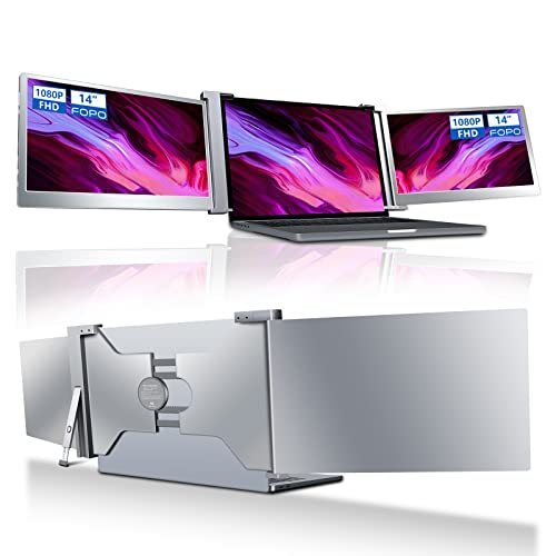 FOPO 14" Triple Portable Monitor, FHD 1080P HDR IPS Laptop Screen ...