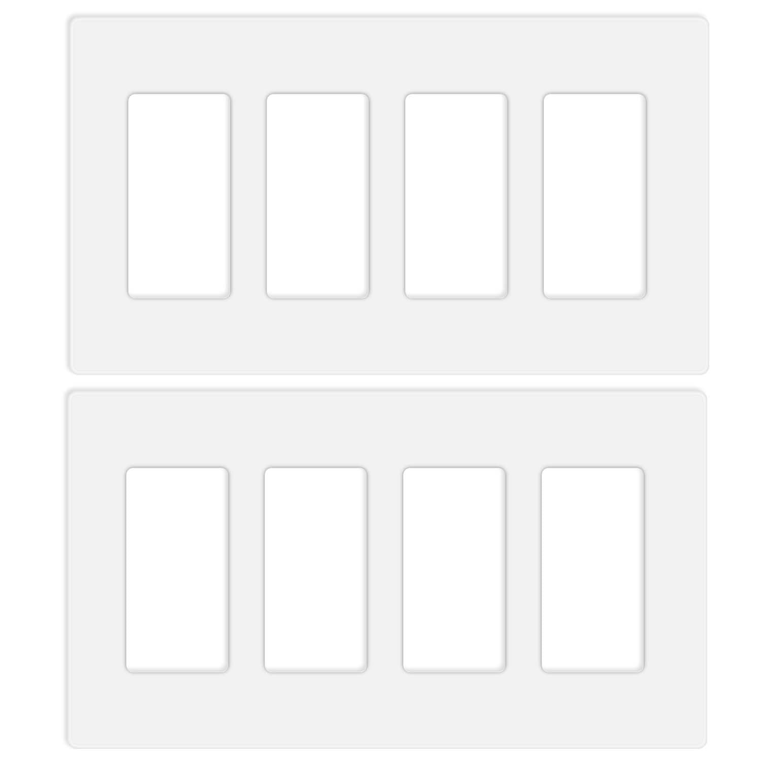 4-Gang Screwless Decorator Wall Plates Cover Switch Outlet Electrical ...