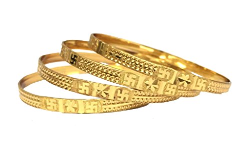 Buy Gold Plated Swastik Design 4 PC Bangles Online at Low Prices in ...