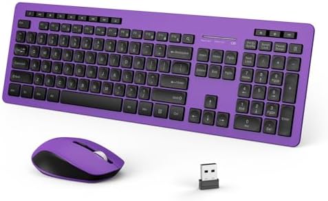 Amazon.com: PEIOUS Wireless Keyboard and Mouse Combo, Cute Purple ...