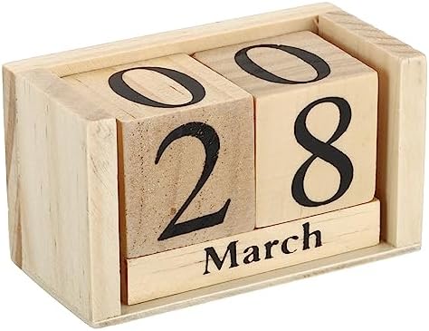 Amazon.com : PATIKIL Vintage Wood Block Perpetual Calendar, Reusable ...
