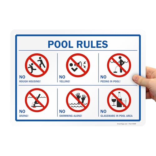 SmartSign 10 x 14 inch Pool Rules No Rough Housing, No Yelling No ...