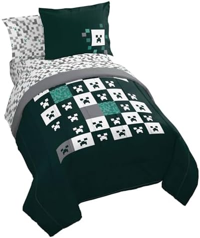 Amazon.com: Minecraft Creeper Twin Comforter Set - 5 Piece Gamer ...