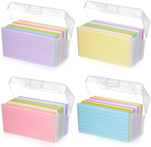 Amazon.com : Engrowtic 4 Pack 3x5 Index Card Holder Box with 400 Sheets ...