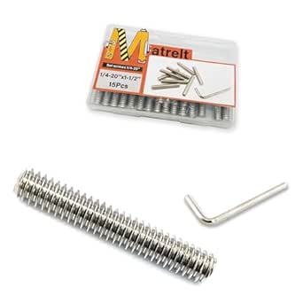 Matrelt 15pcs 1/4-20x1-1/2" Hex Socket Set Screws Assortment Kit, 304 ...