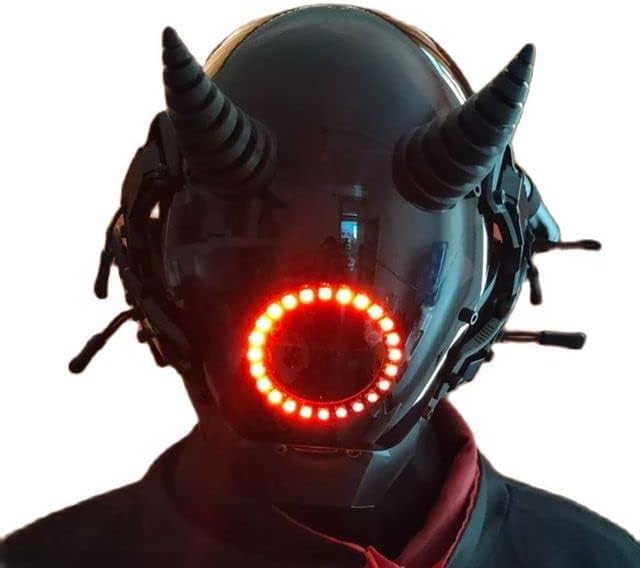 Cyberpunk Lights Mask Devil Horns Masks Cosplay Cool Black Led Lights ...