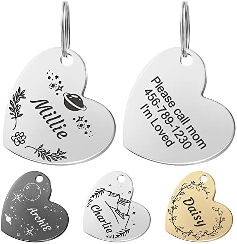 Personalised DOG CAT LOVE HEART RED Glitter Identity ID Pet Tag ...