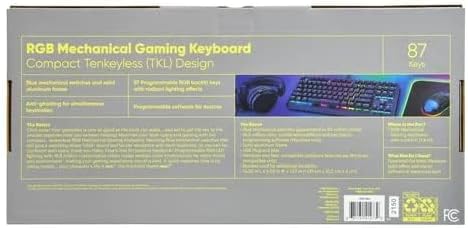 onn. RGB Mechanical Gaming Keyboard 87 Keys, Compact TENKEYLESS (TKL ...