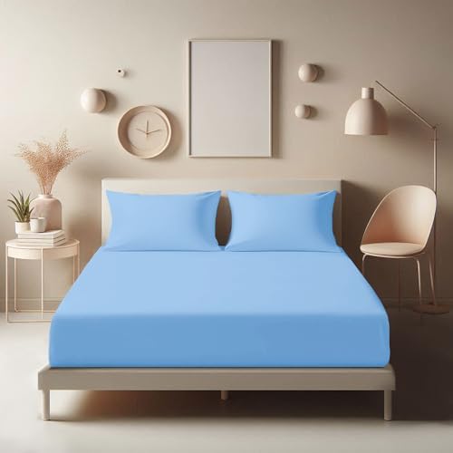 Aspire Homeware Double Fitted Sheet - 25 cm Deep Hotel Quality (Light ...