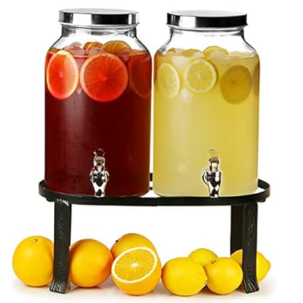 bar@drinkstuff Dual Mason Jar Drinks Dispenser with Stand 10ltr, Single ...