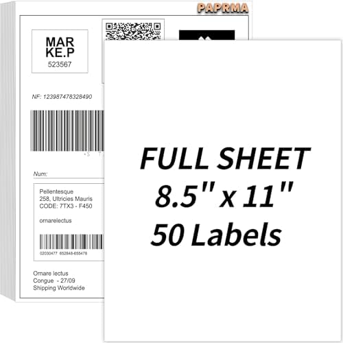 Amazon.com : TYH Supplies Full Sheet Shipping Address Labels White Matte 8.5 x 11 Inch, 25 ...