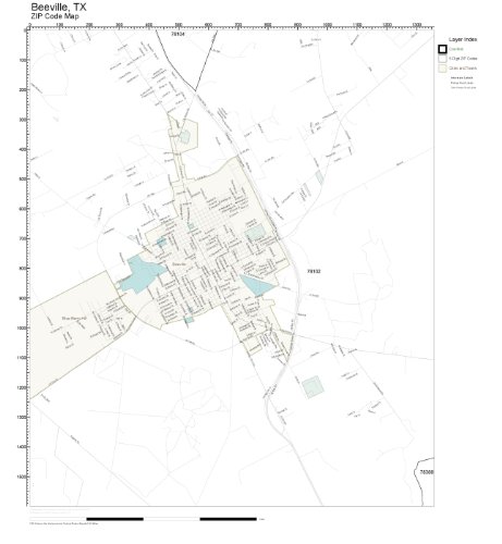Zip Code Wall Map Of Beeville Tx Zip Code Map Not Laminated Amazon 6787